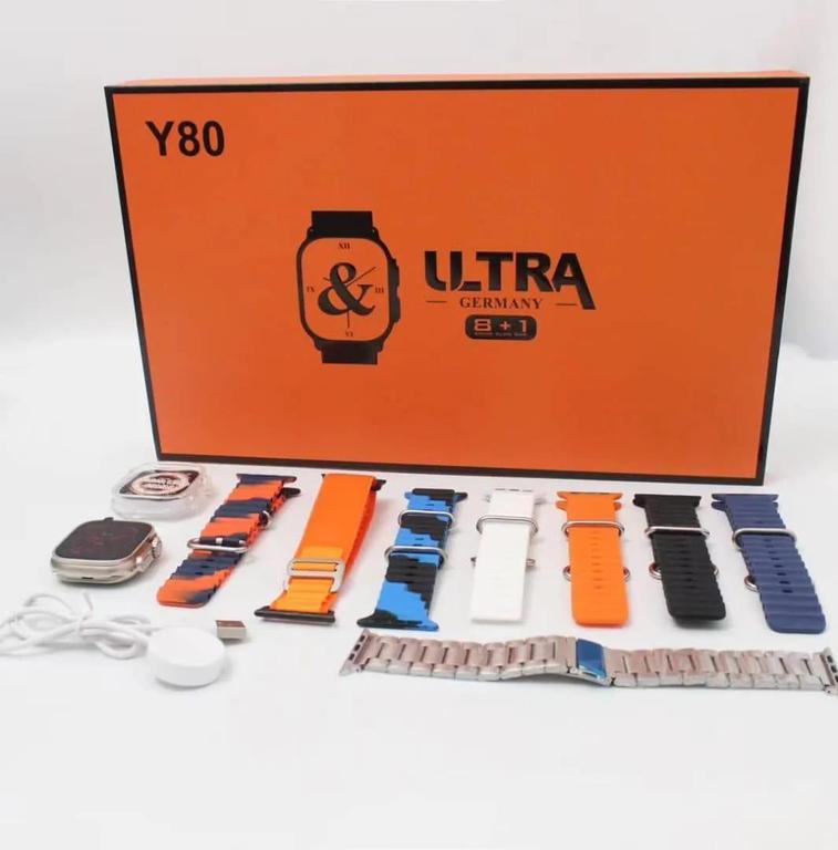 Smart Watch Ultra Y80 - 8 Straps, 2.02-Inch High-Definition Screen, Snap Screw Design, BT Call ...